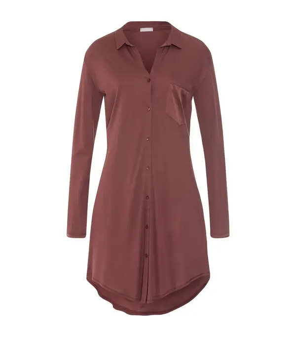 Hanro Modal-silk Grand Central Nightdress - Red