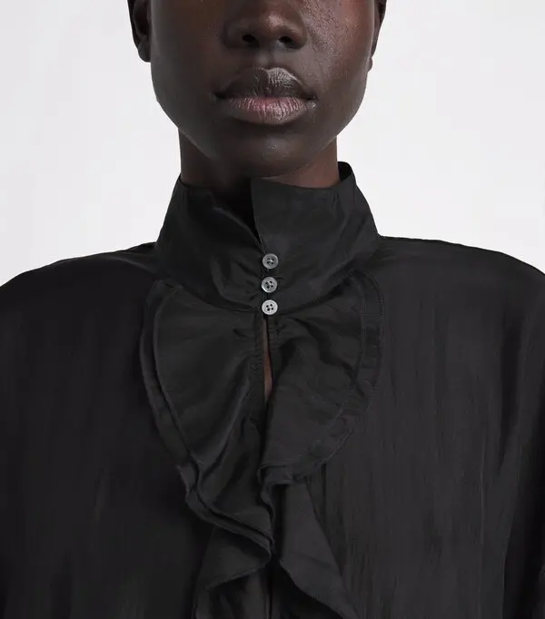 Polo Ralph Lauren Mulberry Silk Ruffled Shirt