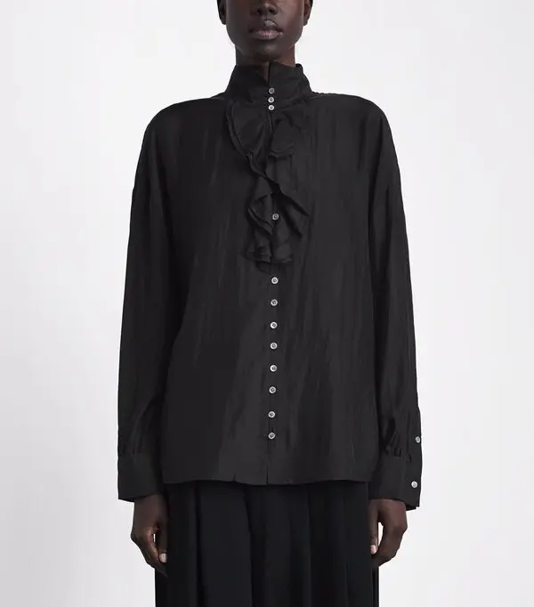 Polo Ralph Lauren Mulberry Silk Ruffled Shirt