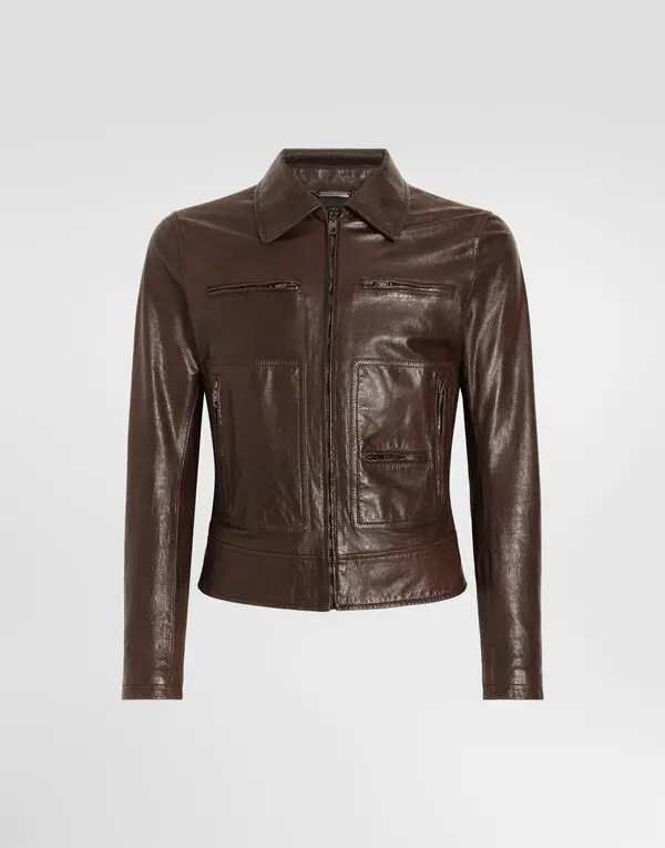 Dolce & Gabbana Leather Jacket Coats And Jackets - Brown
