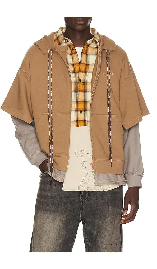 We11Done Layered Double String Zip Up Hoodie