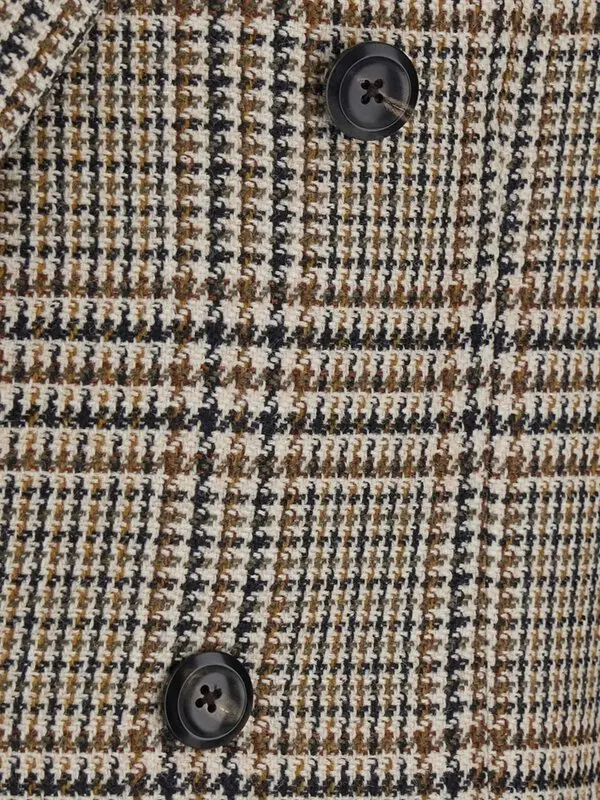 Emporio Armani Double-breasted Virgin Wool Blazer With Houndstooth Pattern