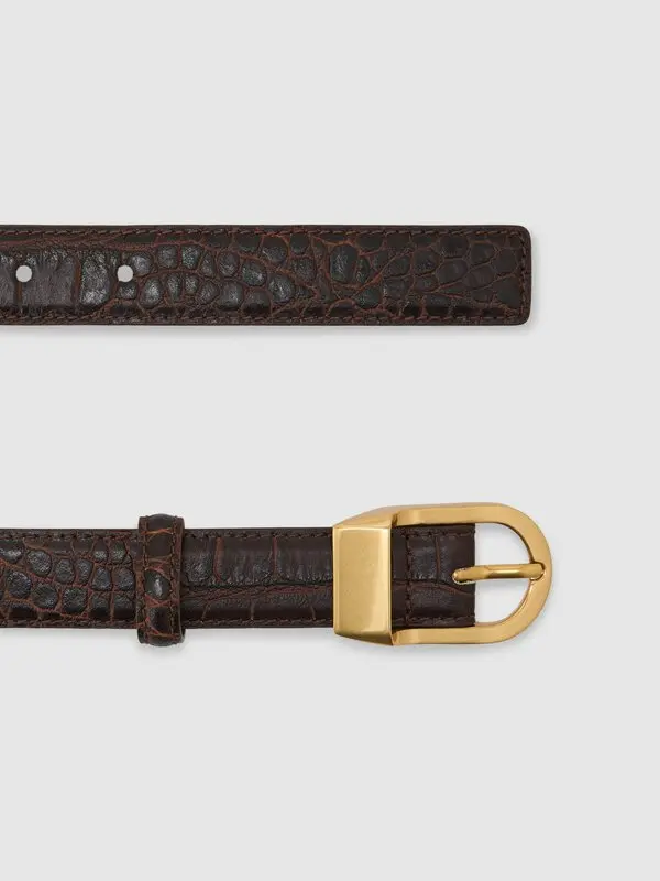 REISS Leather Croc-effect Belt
