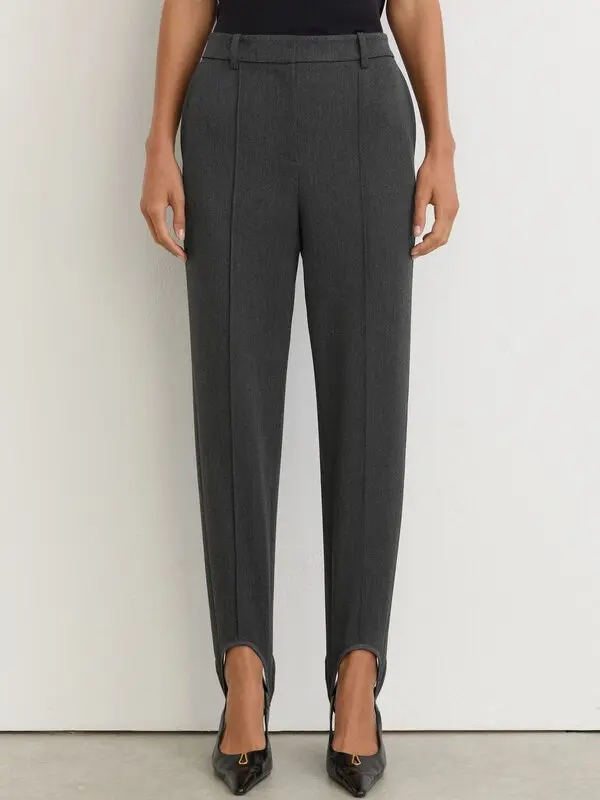 REISS Petite Tailored Slim-fit Stirrup Trousers - Grey