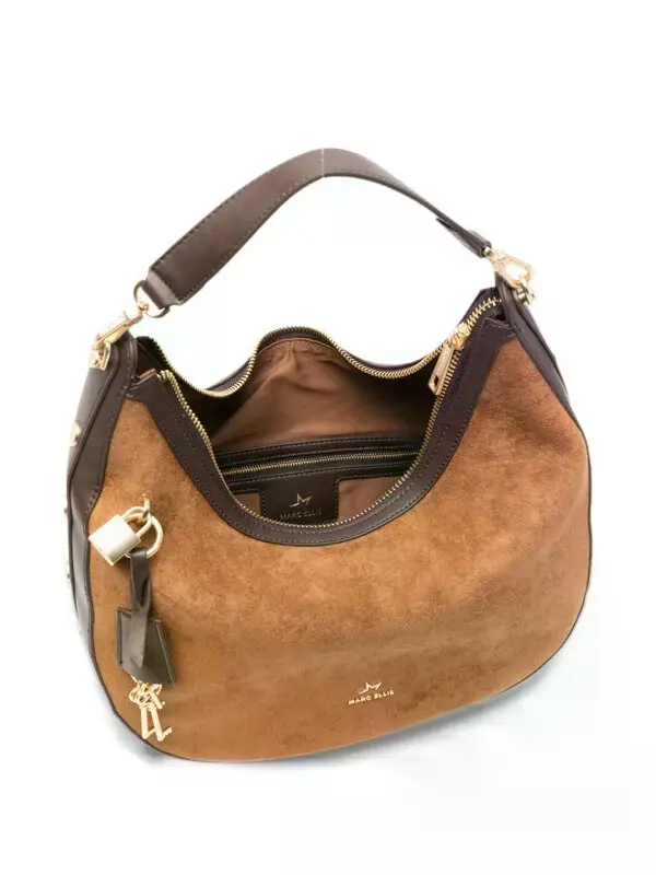 MARC ELLIS Sindy Key Stud-embellished Suede Shoulder Bag