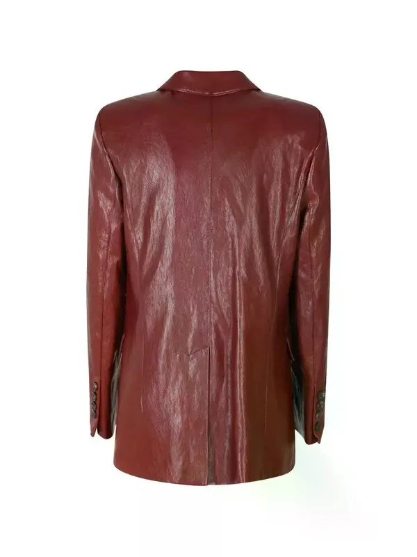 ERMANNO FIRENZE Double-breasted Peaked-lapel Leather Jacket