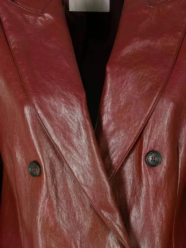 ERMANNO FIRENZE Double-breasted Peaked-lapel Leather Jacket