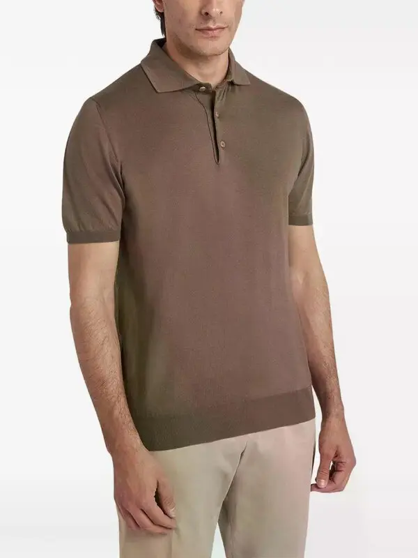 Kiton Short-sleeved Cotton Polo Shirt - Brown