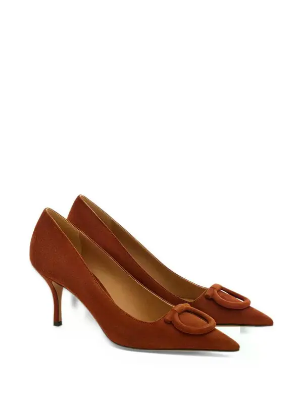 FERRAGAMO Mid-heel Maxi Gancini Pumps - Brown