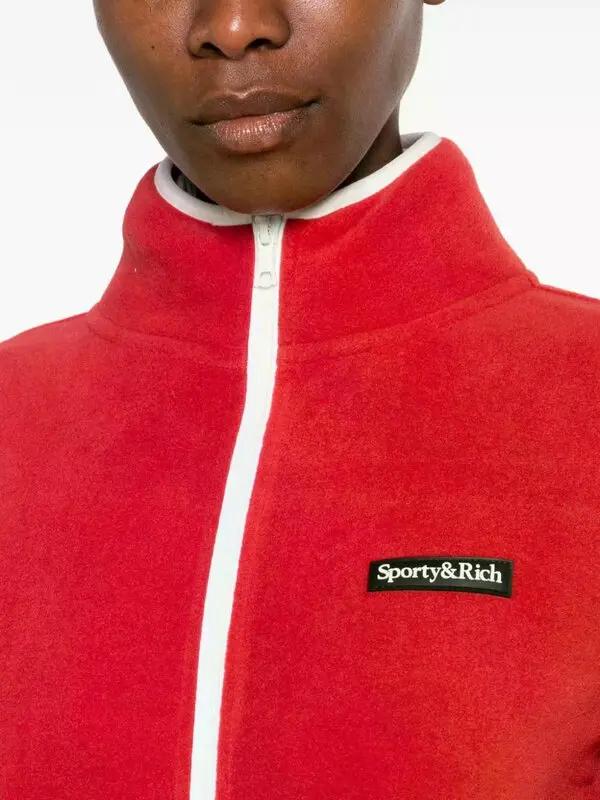 Sporty & Rich Ezia Logo-patch Zip-up Cardigan