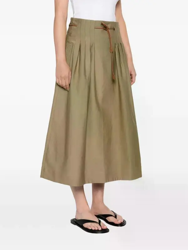 Max Mara Pleated Cotton Ottoman Skirt Kaki