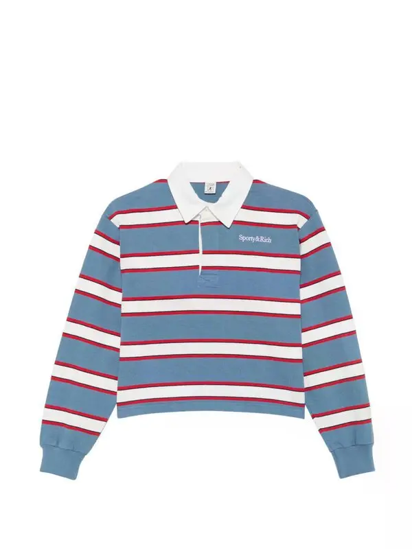Sporty & Rich Blondie Striped Long-sleeve Polo Shirt - Blue
