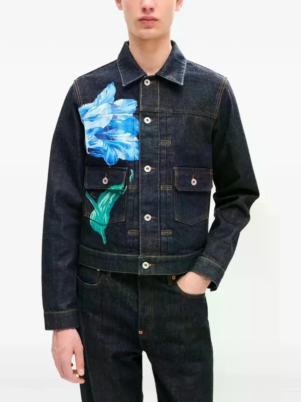 Kenzo Tulip Pleated Denim Jacket