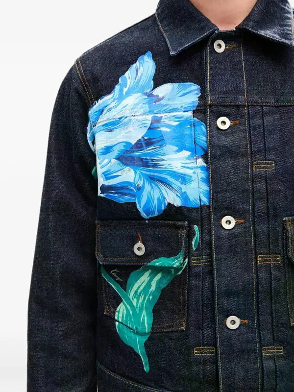 Kenzo Tulip Pleated Denim Jacket