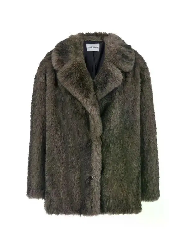 STAND STUDIO Angelika Faux-fur Notched-lapels Coat - Brown