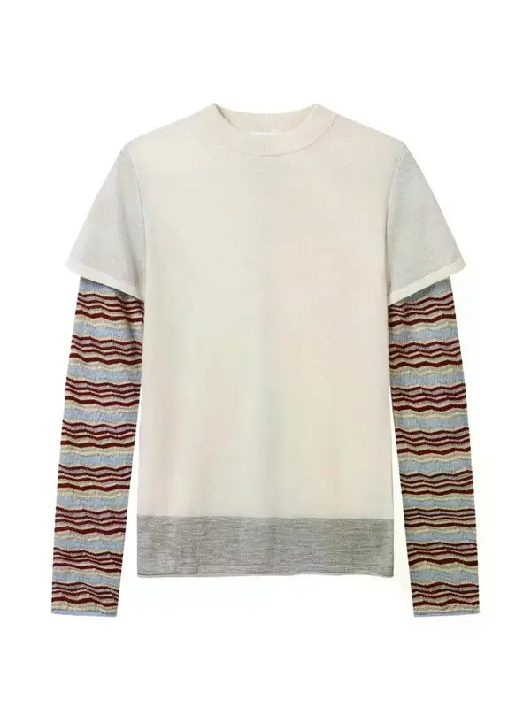 CUDDLEUP Striped Faux-layered Sweater