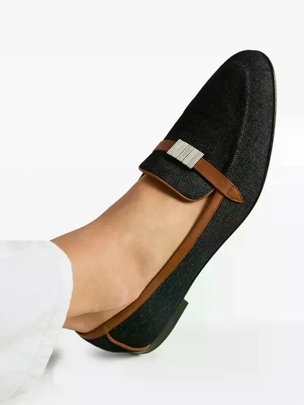 Kiton Leather-trim Plaque-detail Loafers