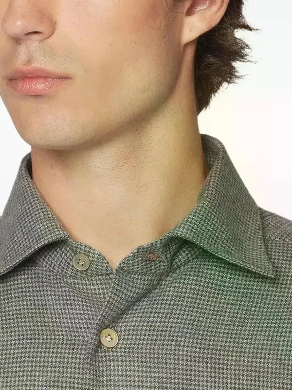 Kiton Nerano Houndstooth Flannel Shirt