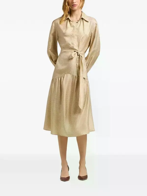 Kiton Geometric-print Silk Midi Shirt Dress