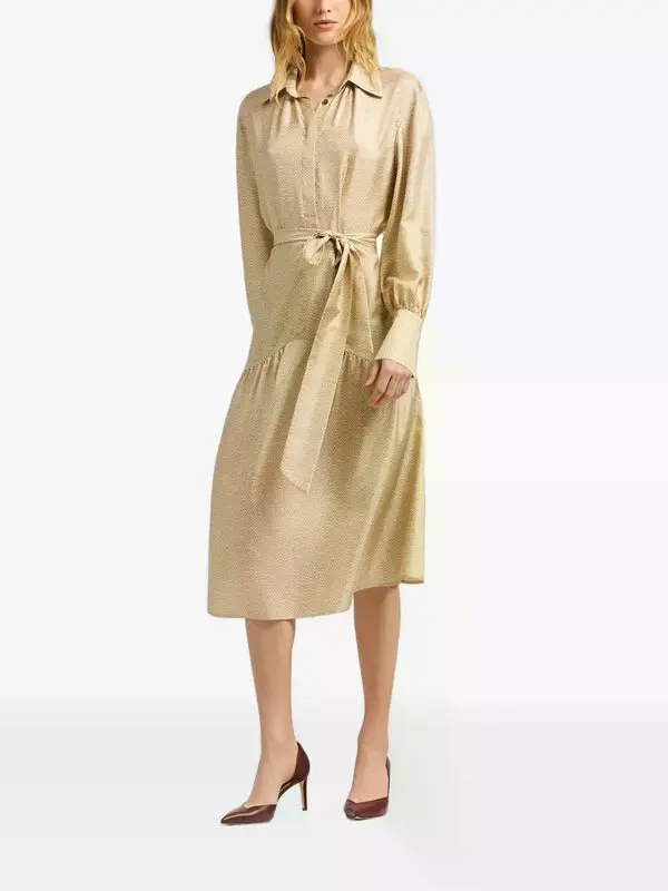 Kiton Geometric-print Silk Midi Shirt Dress