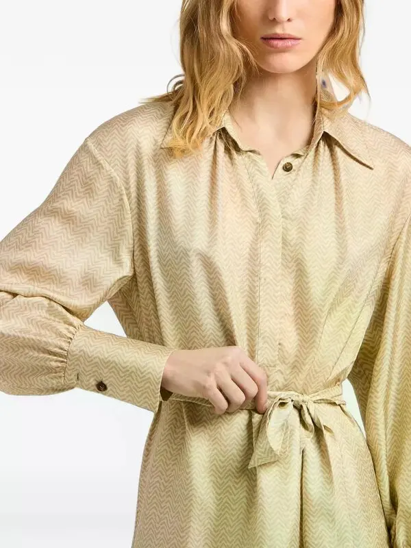 Kiton Geometric-print Silk Midi Shirt Dress