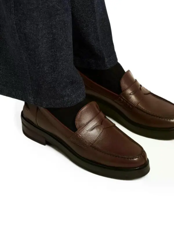 Kiton Penny-slot Leather Loafers