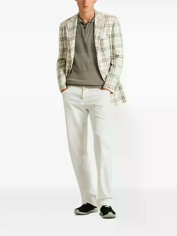 Kiton Openwork-stripe Zipped Polo Shirt