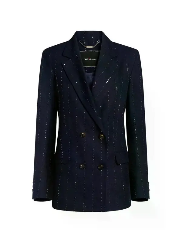 Kiton Double-breasted Sequin-embellished Blazer - Blue