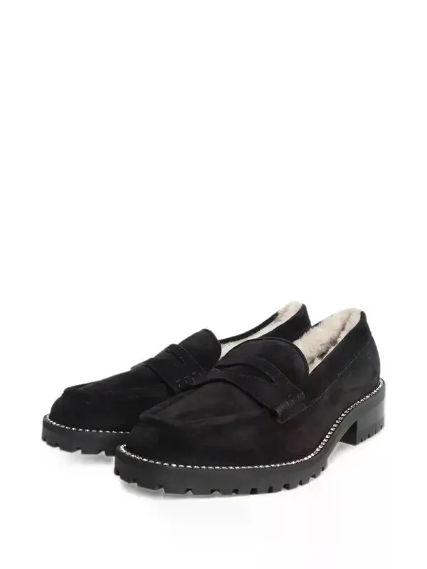 JIMMY CHOO Shearling-lined Suede Loafers