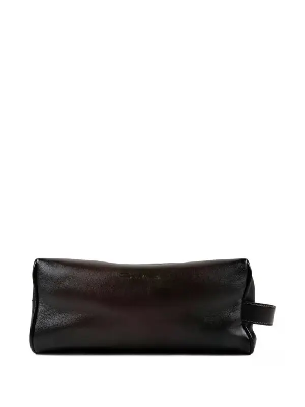 Santoni Logo-debossed Leather Wash Bag
