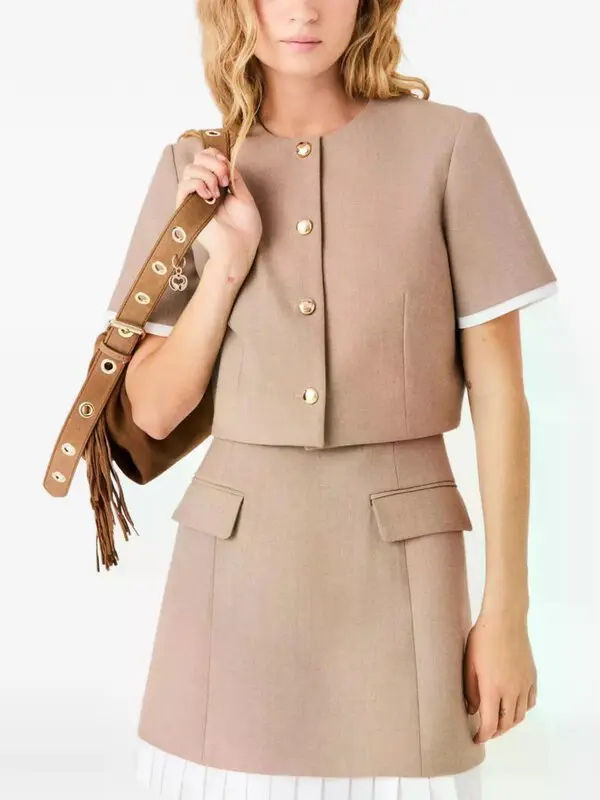 Maje Pleated Button-up Mini Dress