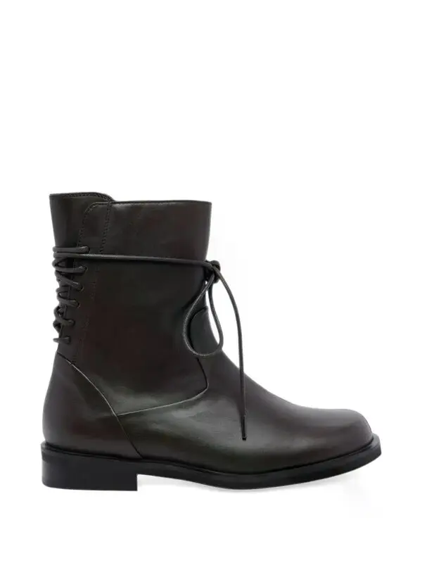 POEVE Lace-up Leather Ankle Boots