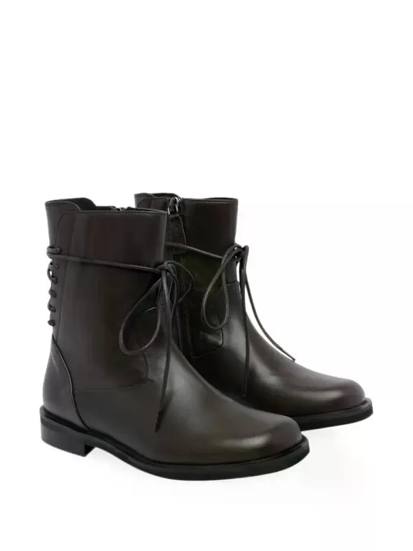 POEVE Lace-up Leather Ankle Boots