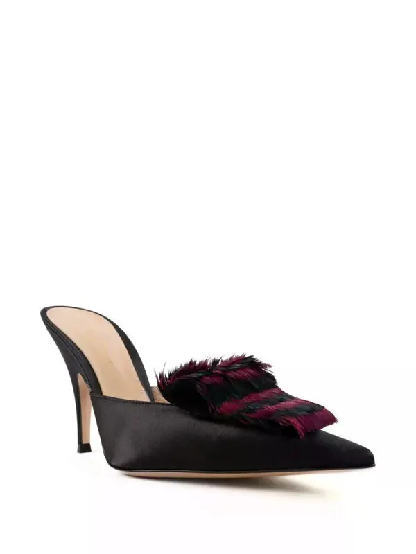 GIANVITO ROSSI Feather-embellished Heeled Mules