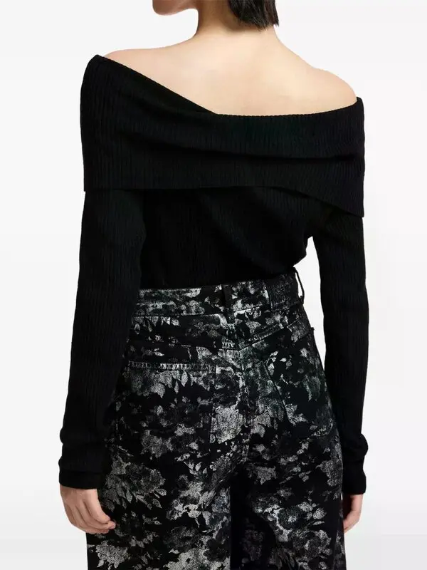 Essentiel Antwerp Killy Off-shoulder Ribbed-knit Sweater