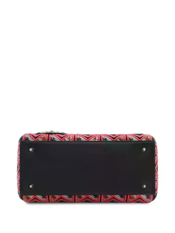 Dior 2015 Medium Patent Sequin Embroidered Lady Satchel