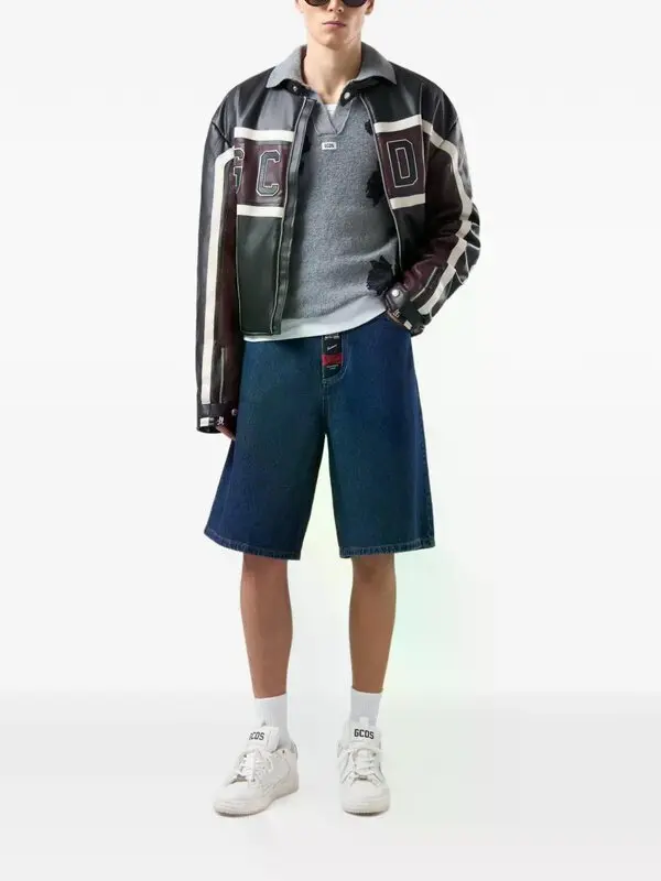Gcds Logo-patch Panelled Biker Jacket