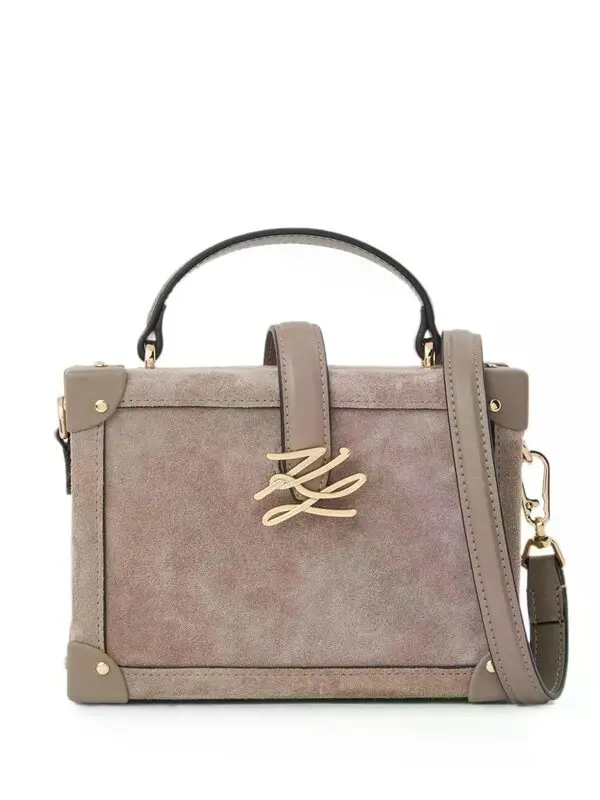 Karl Lagerfeld Small K/autograph Drop Suede Crossbody Bag - Neutrals