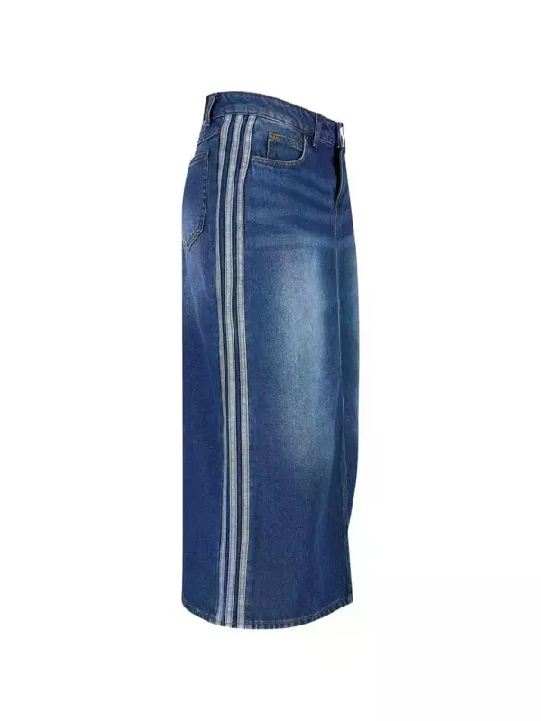 Adidas 3-stripes Slit Denim Maxi Skirt
