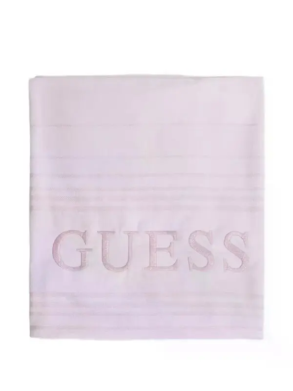Guess Logo-embroidered Fringed Beach Towel - Pink