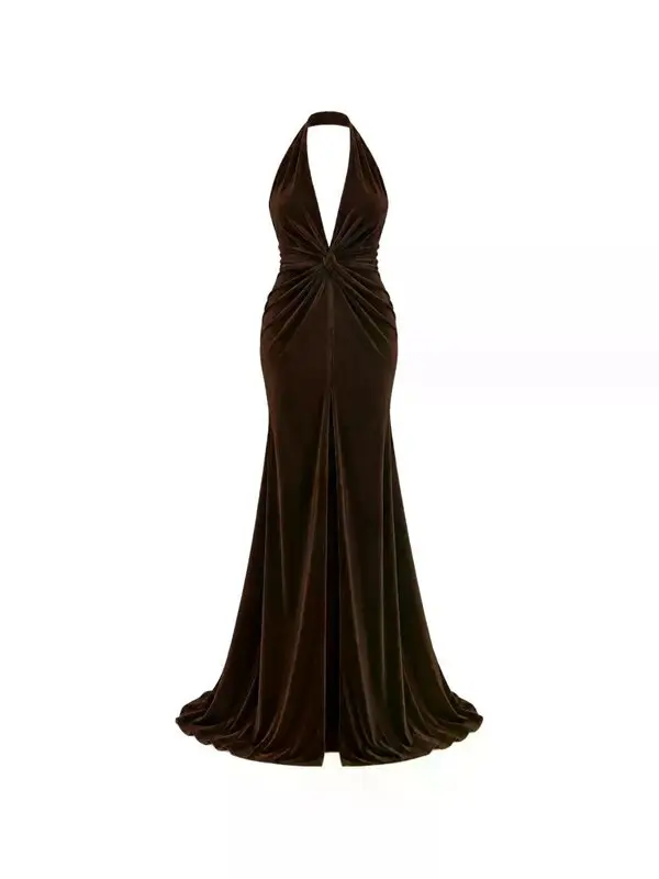 ROSERRY Sienna Twisted Halterneck Maxi Dress - Brown