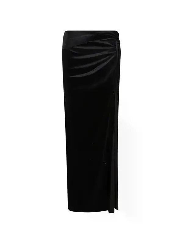 Andamane Ruched Velvet Maxi Skirt