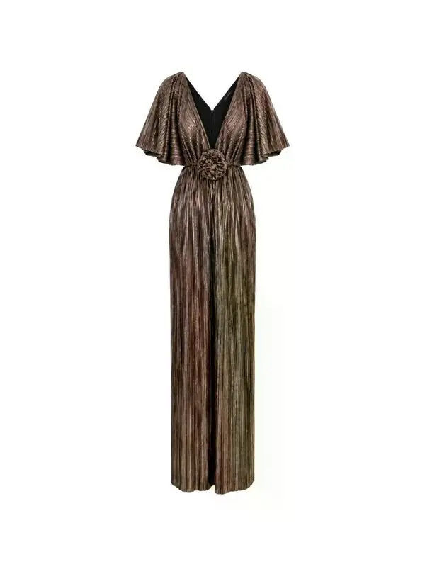 ROSERRY Florence Pleated Floral-appliqué Maxi Dress