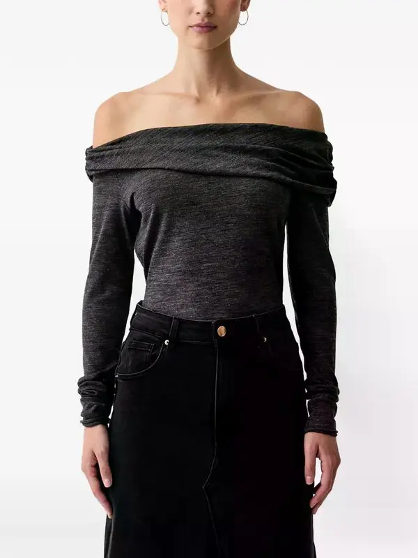 Pinko Off-shoulder Logo-embroidered Sweater