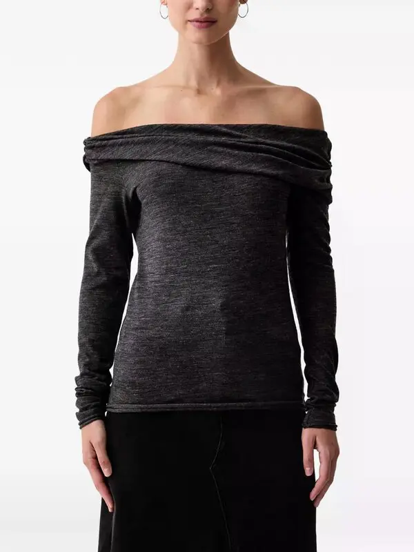 Pinko Off-shoulder Logo-embroidered Sweater