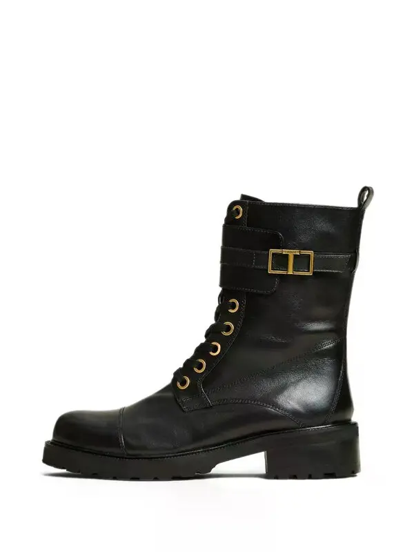 TWINSET Logo-buckle Lace-up Combat Boots