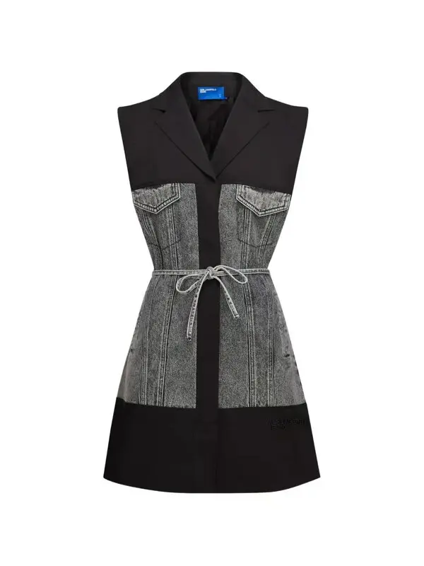 Karl Lagerfeld Tailored Denim-panel Mini Dress - Black