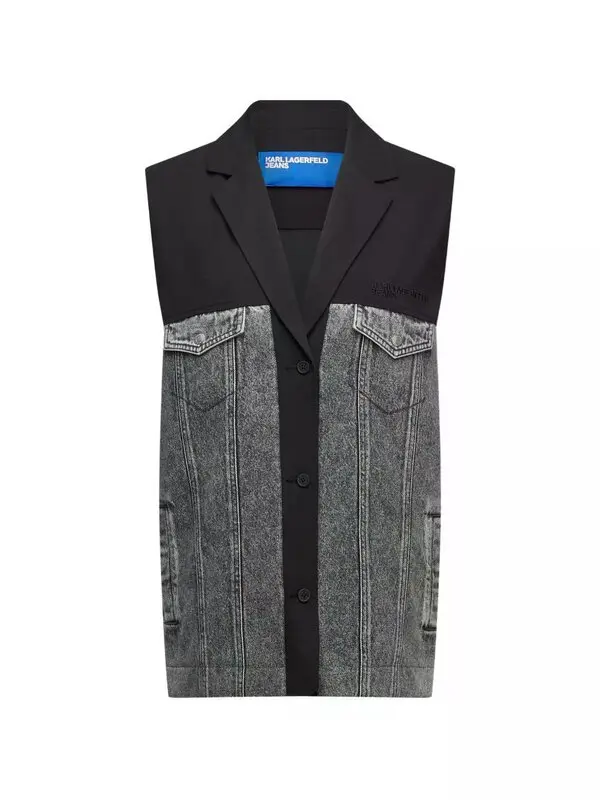 Karl Lagerfeld Tailored Denim-panel Waistcoat - Grey