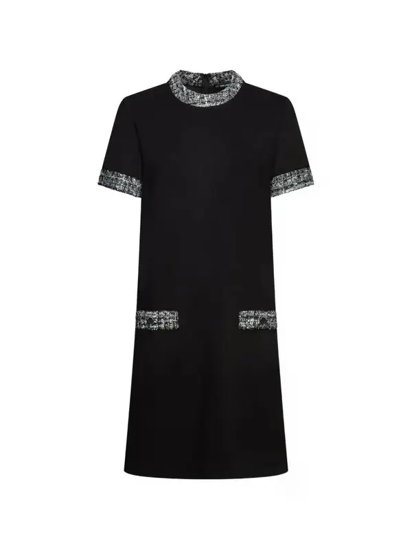 Karl Lagerfeld Bouclé-trim T-shirt Mini Dress - Black
