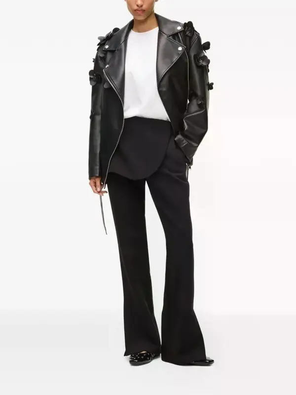 Karl Lagerfeld Floral-appliqué Biker Jacket